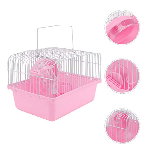 Hamster Cage Travel Carry Rat Cage Small Pets Supplies Hamster Toy Accessories (Pink)- Chinchilla Cage