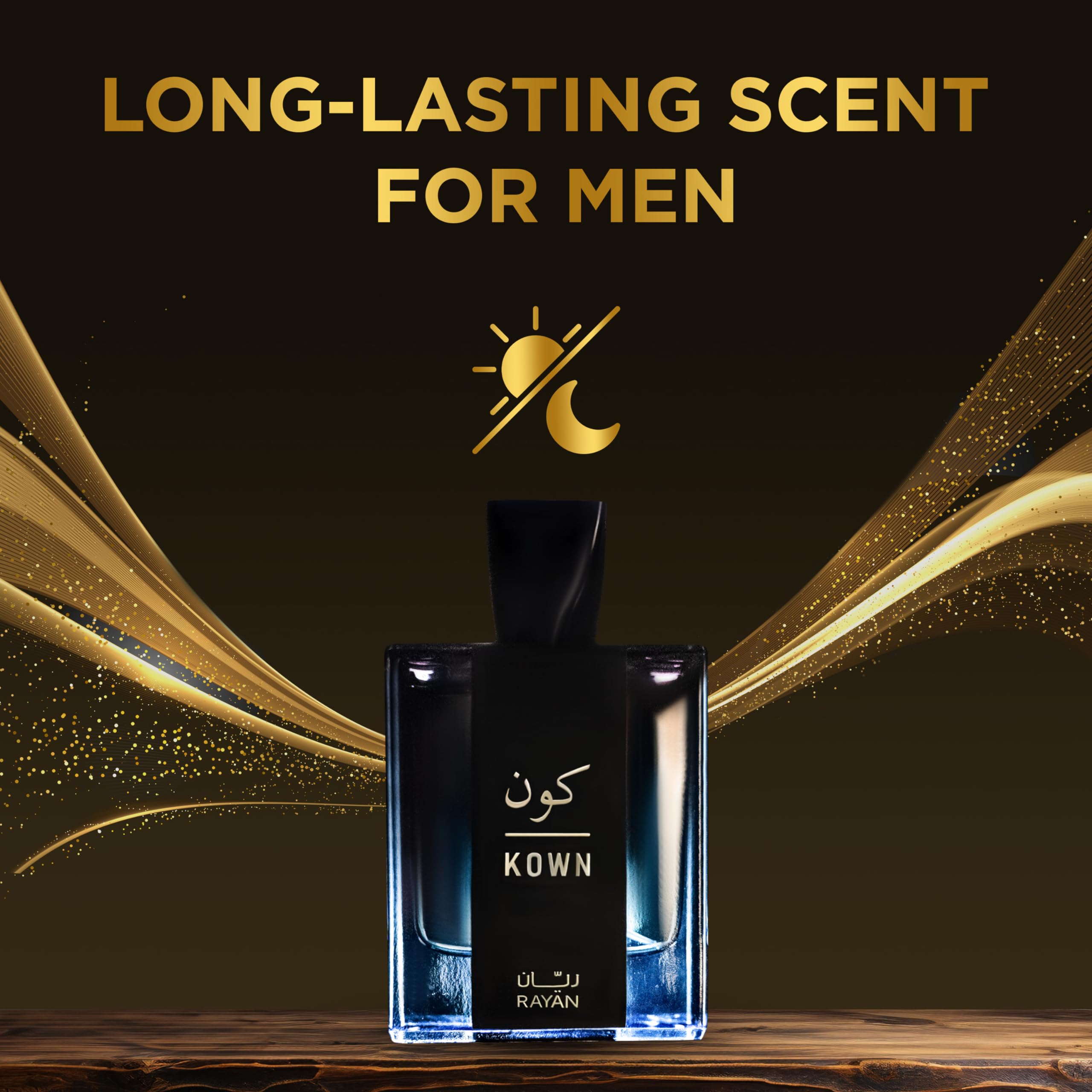 RAYAN Kown Modern Oud Perfume for Men - Long Lasting Arabian Eau De Parfum, 100mL (3.34 Fl oz), Contains Bergamot, Lavender, Cypress, Cardamom, Oud & Cedarwood, Ideal Gift for Him for Ramadan & Eid