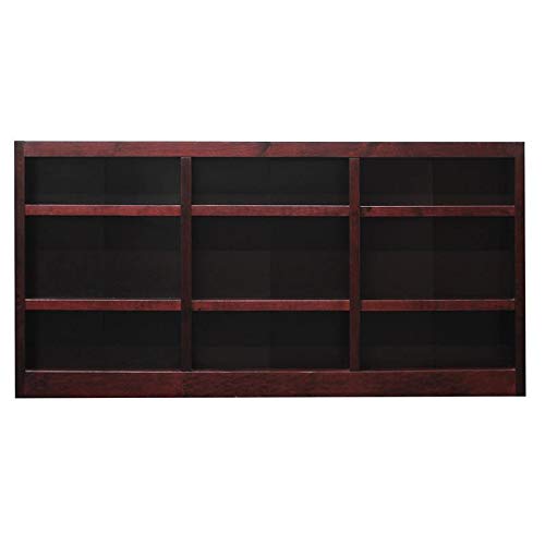 BOWERY HILL Traditional 36" Tall 9-Shelf Triple Wide Wood Bookcase in Cherry