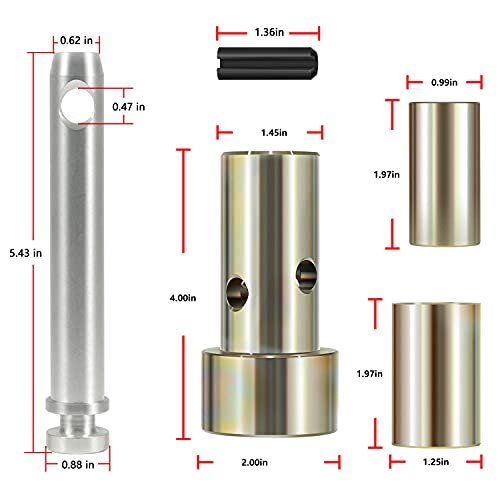 S07070200 Top Link Pin & TK95029 Quick Hitch Bushing Kit Heavy Duty Steel for Category I 3-Point Hitch Tractors