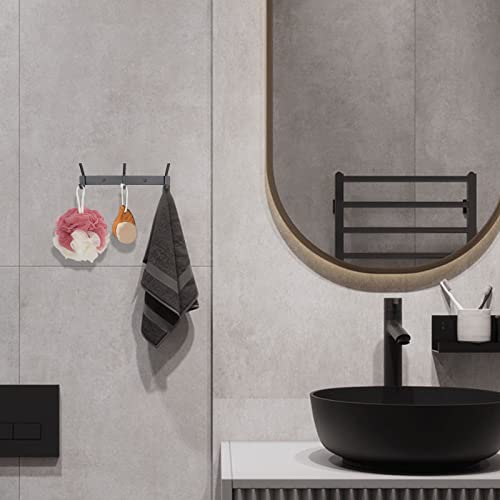 SCUNDA Stainless Steel Coat Rack Wall Mount with 3 Hooks, Metal Wall Hook for Hanging Entryway, Bathroom, Mudroom, Kitchen (Matte Black, 11 inch,1 Pack)