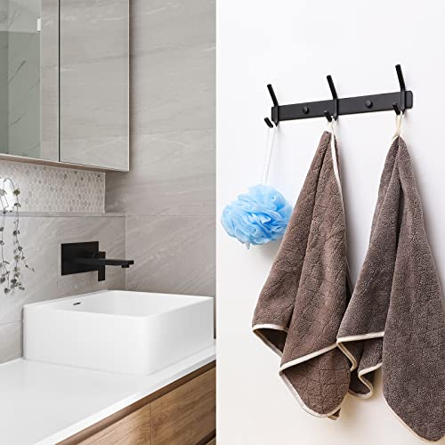 SCUNDA Stainless Steel Coat Rack Wall Mount with 3 Hooks, Metal Wall Hook for Hanging Entryway, Bathroom, Mudroom, Kitchen (Matte Black, 11 inch,1 Pack)