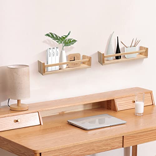 HAPOO Nursery Book Shelves Wall Bookshelf for Wall 16" Wood Nursery Shelf Floating Bookshelf for Kids Room Set of 4