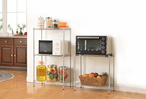Alued 5-Shelf Shelving Storage Unit Metal Shelving Wire Rack Kitchen Storage Shelf Rack For Garage Shelf Kitchen Appliance Storage Changeable Assembly Floor Standing Carbon Steel Storage Rack (Silver)
