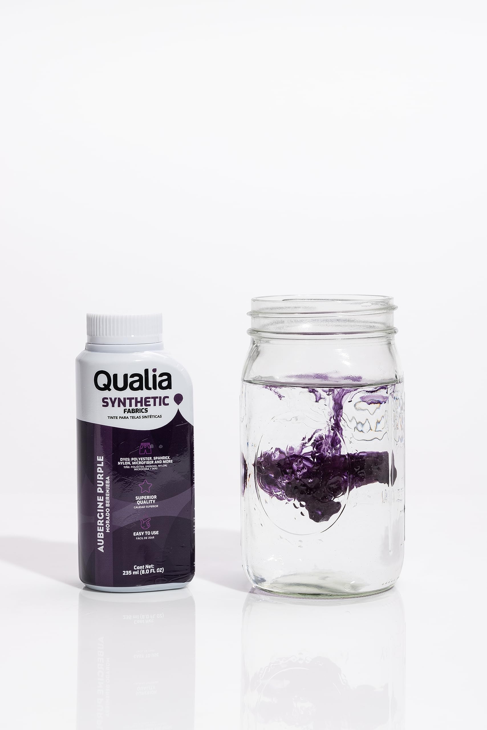Qualia Synthetic Fabric Dye, Easy to Use, Perfect for Synthetic Fabrics: Polyester, Spandex, Nylon, and More, Ultra-Concentrated Colors for Vibrant Results, Aubergine Purple, 1 Pack