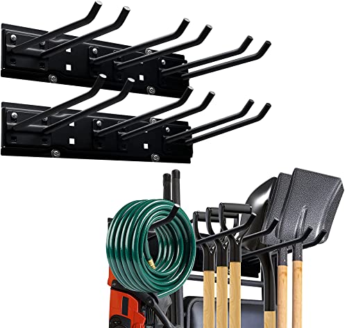 MSHALADE Garage Storage Organization Tool Rack,2 Pack Heavy Duty Garden Tool Organizer Wall Mount Garage Hooks, Space Saving Max 200 lbs Tool Hanger Yard Tool Rack