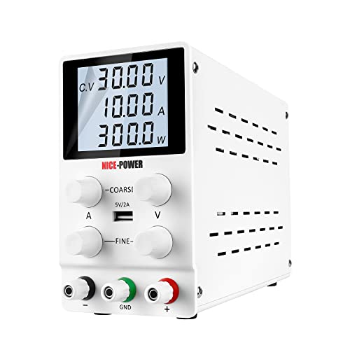 NICE-POWER Adjustable DC Lab Bench Power Supply Variable 4Digital Display Adjustable Regulated Switching Lab Bench Power Supply (30V/10A)