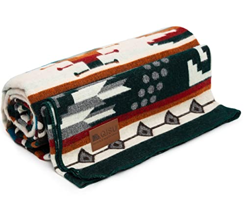 QISU Wool Blanket Throw | Large, Beautiful, Warm, Variegated, Handmade in Ecuador by Local Artisans | 94″ x 78″ | Ultra-Soft, Hypoallergenic, Breathable | Non-Itchy or Scratchy Fabric(Collard Trogon)