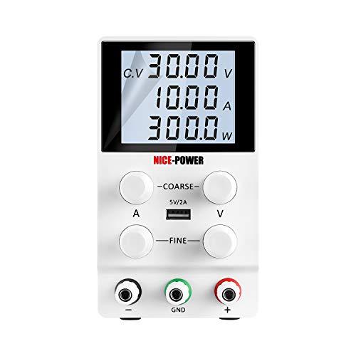 NICE-POWER Adjustable DC Lab Bench Power Supply Variable 4Digital Display Adjustable Regulated Switching Lab Bench Power Supply (30V/10A)