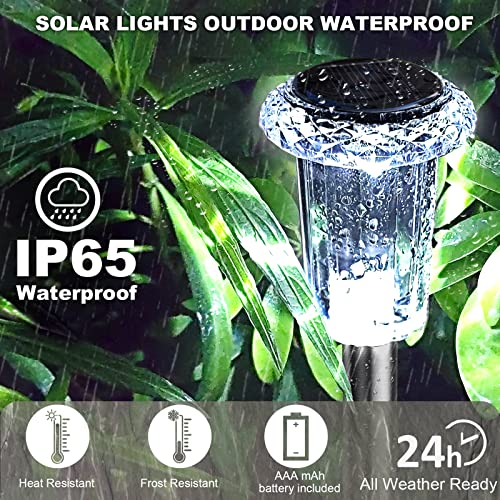 HENRE Solar Pathway Lights Outdoor Waterproof IP65- Stainless Steel Solar Outdoor Lights, Solar Lights for Outside Yard Walkway Patio Garden Decorative, Cool White (6PK)