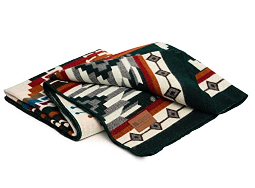 QISU Wool Blanket Throw | Large, Beautiful, Warm, Variegated, Handmade in Ecuador by Local Artisans | 94″ x 78″ | Ultra-Soft, Hypoallergenic, Breathable | Non-Itchy or Scratchy Fabric(Collard Trogon)
