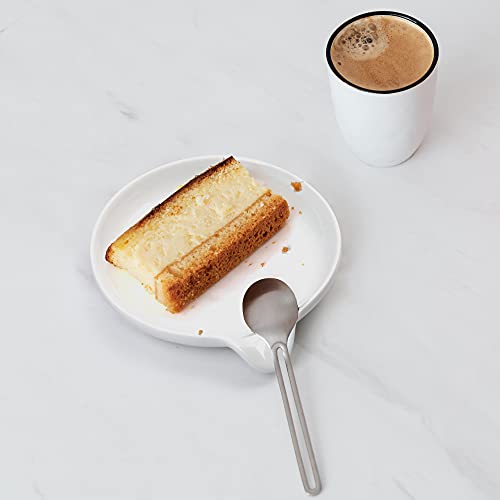 LotFancy Spoon Rest, Ceramic Spoon Holder for Kitchen Counter, Spatula Holder for Stove Top, Large Utensil Rest for Ladle, Teaspoon, 5.2Inch, White(Stir things up)