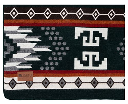 QISU Wool Blanket Throw | Large, Beautiful, Warm, Variegated, Handmade in Ecuador by Local Artisans | 94″ x 78″ | Ultra-Soft, Hypoallergenic, Breathable | Non-Itchy or Scratchy Fabric(Collard Trogon)