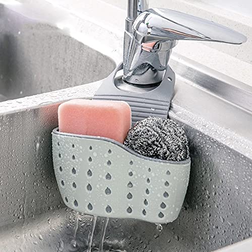 1Pcs Kitchen Accessories Utensils Organizer Adjustable Snap Sink Soap Sponge Holder Kitchen Hanging Drain Basket Kitchen Gadgets (green)