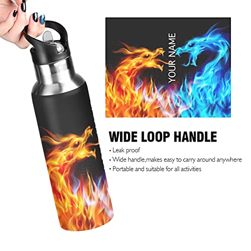 Abstract Fiery Dragon Pattern Personalized Water Bottle Double Stainless Steel Insulated Simple Customized Cup