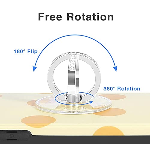 Cell Phone Ring Holder Stand, Transparent Phone Ring Holder Finger Kickstand 360° Rotation Phone Ring Finger Grip Compatible with All Smartphones(2Black)