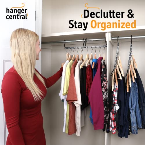 Hanger Central 10 Pcs Space Saving Hangers for Clothes - Multi-Hangers, Space Saver Hangers for Closet Organizing, Hangs 10 Clothes Horizontally and 5 Clothes Vertically