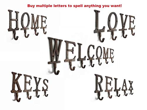 Handcrafted Nautical Decor Rustic Copper Cast Iron Letter S Alphabet Wall Hook 6"