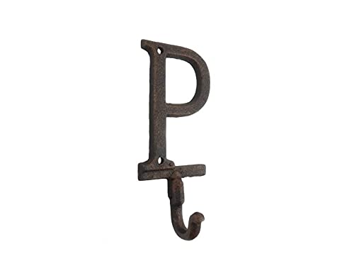 Handcrafted Nautical Decor Rustic Copper Cast Iron Letter P Alphabet Wall Hook 6"