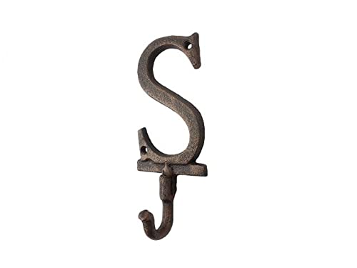 Handcrafted Nautical Decor Rustic Copper Cast Iron Letter S Alphabet Wall Hook 6"
