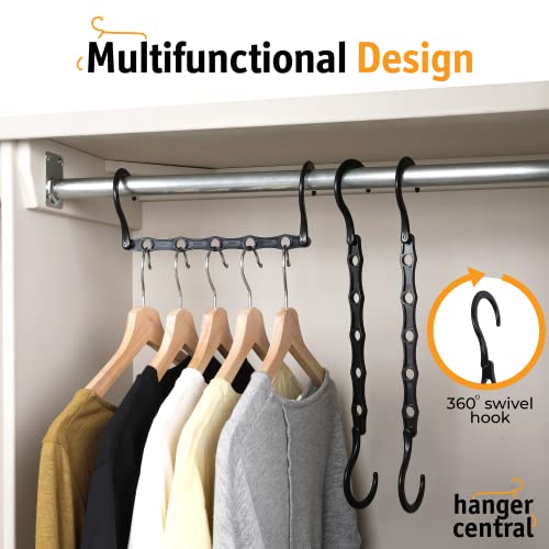 Hanger Central 10 Pcs Space Saving Hangers for Clothes - Multi-Hangers, Space Saver Hangers for Closet Organizing, Hangs 10 Clothes Horizontally and 5 Clothes Vertically