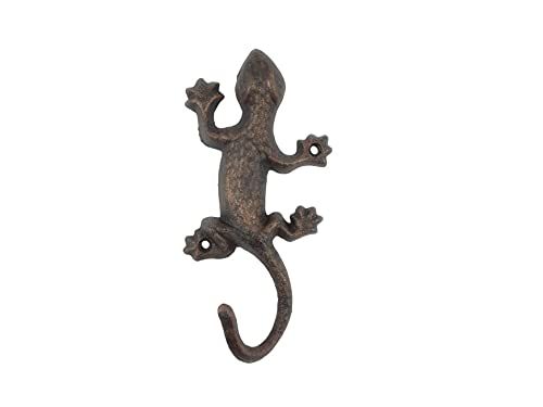 Handcrafted Nautical Decor Rustic Copper Cast Iron Lizard Hook 6"