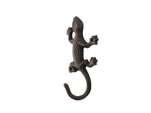 Handcrafted Nautical Decor Rustic Copper Cast Iron Lizard Hook 6"