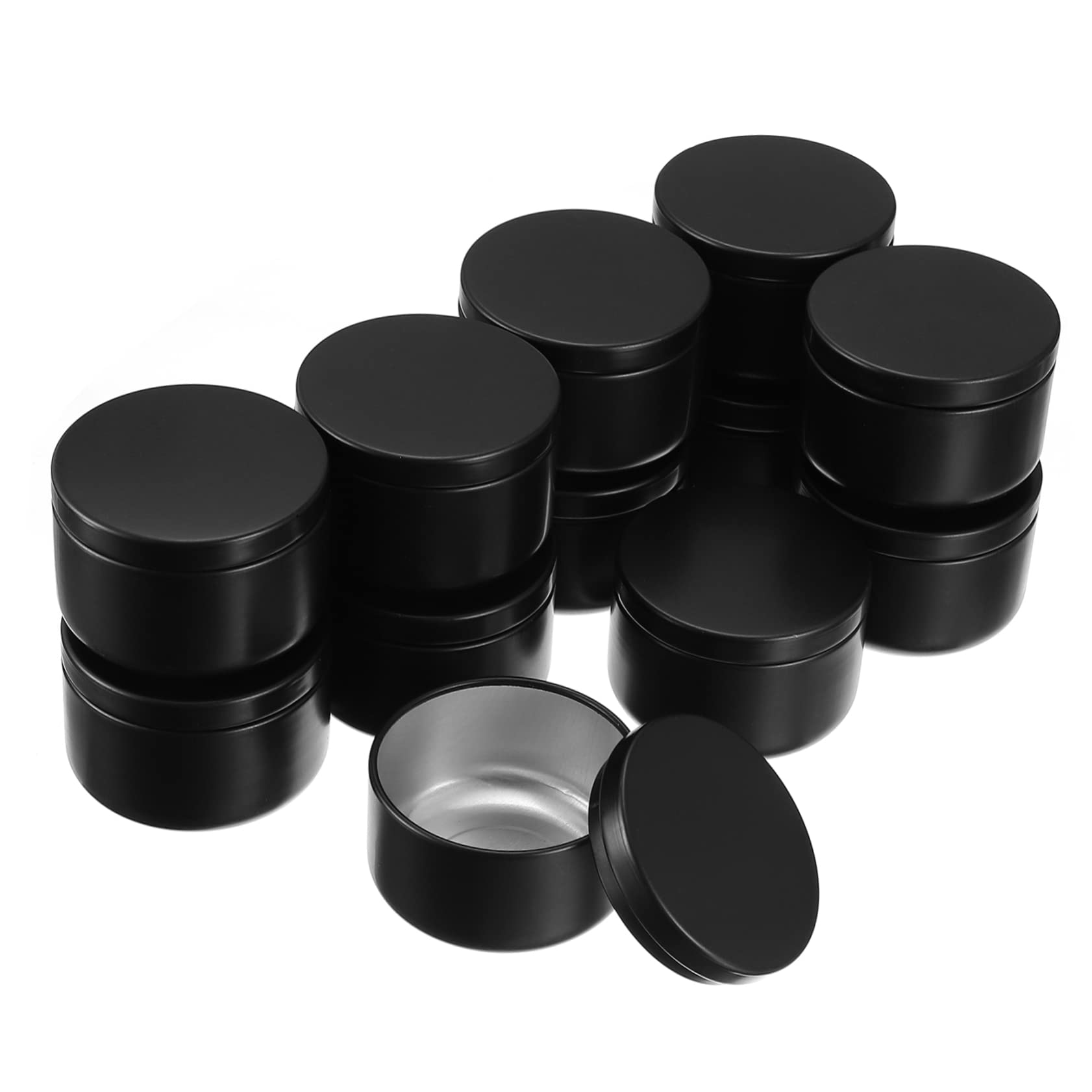 ULDIGI 12pcs Black Aluminum Candle Tins - Round, 8 Oz, Compact & Portable, Ideal for Travel, Storage & DIY Candle Making