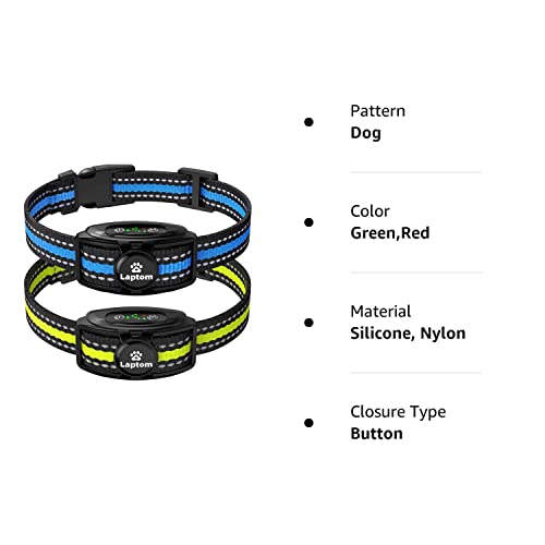 Laptom Pro 2 Pack Smart Dog Bark Collar - 5 Adjustable Sensitivity/Vibration&Sound/Rechargeable/IPX7 Waterproof - No Shock Bark Control Training Collar for Small Medium Large Dog (V1)
