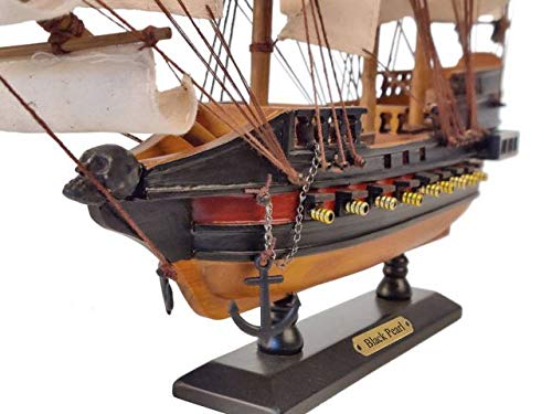 Handcrafted Nautical Decor Wooden Caribbean Pirate White Sails Limited Model Pirate Ship 15"