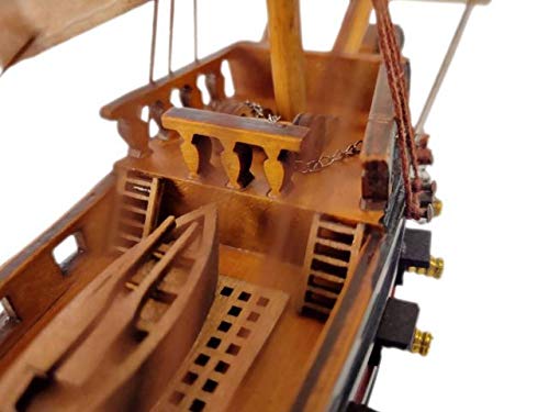 Handcrafted Nautical Decor Wooden Caribbean Pirate White Sails Limited Model Pirate Ship 15"