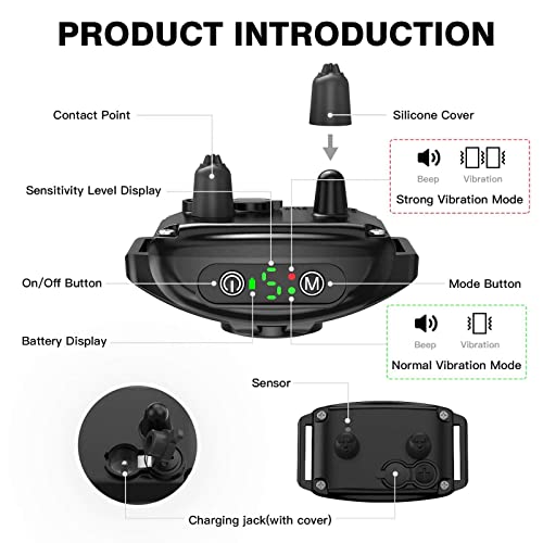 Laptom Pro 2 Pack Smart Dog Bark Collar - 5 Adjustable Sensitivity/Vibration&Sound/Rechargeable/IPX7 Waterproof - No Shock Bark Control Training Collar for Small Medium Large Dog (V1)