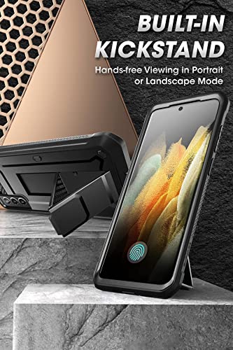 SUPCASE Unicorn Beetle Pro Series Case Designed for Samsung Galaxy S21 FE 5G (2022 Release), Full-Body Dual Layer Rugged Holster & Kickstand Case with Built-in Screen Protector (Black)