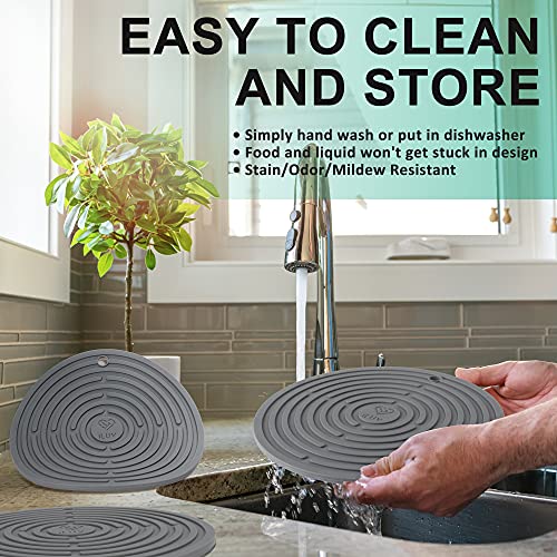 iLUV Silicone Trivets - Extra Thick for Hot/Cold Pans, Pots, and Dishes Holders - Coffee Mats, Tea Pads, Utensil Spoon Rest - Heat Resistant Food Grade Cooking/Baking/Serving - Multi-Use 8" 3pcs Gray