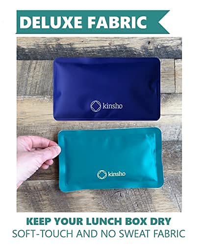 kinsho Bento Box Lunch Boxes and Matching Ice Packs (Blue)