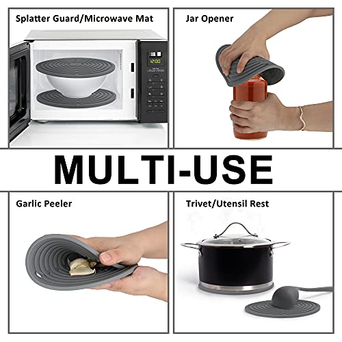 iLUV Silicone Trivets - Extra Thick for Hot/Cold Pans, Pots, and Dishes Holders - Coffee Mats, Tea Pads, Utensil Spoon Rest - Heat Resistant Food Grade Cooking/Baking/Serving - Multi-Use 8" 3pcs Gray