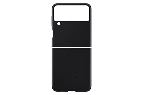 SAMSUNG Galaxy Z Flip 3 Phone Case, Leather Protective Cover, Heavy Duty, Shockproof Smartphone Protector, US Version, Black,EF-VF711LBEGUS