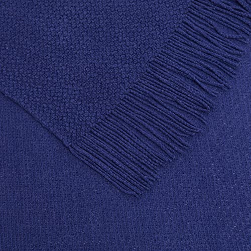 Spotgrowth Knit Throw Blanket,Soft Warm Lap Blanket with Bubble Textured Lightweight Soft Throws Couch Cover Decorative Knitted Blankets,50 x 60 Inches, Navy (SP210710)