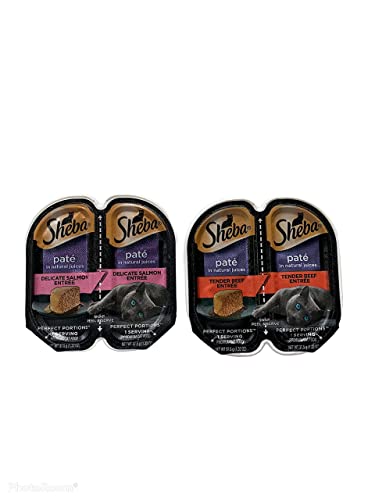 Sheba Perfect Portions Pate Wet Cat Food Cuts in Gravy Variety Pack All Flavors, Beef, Chicken, Salmon, Turkey, Tuna, White Fish, Multipack (24 Servings) with Lara's Booklet Bundle