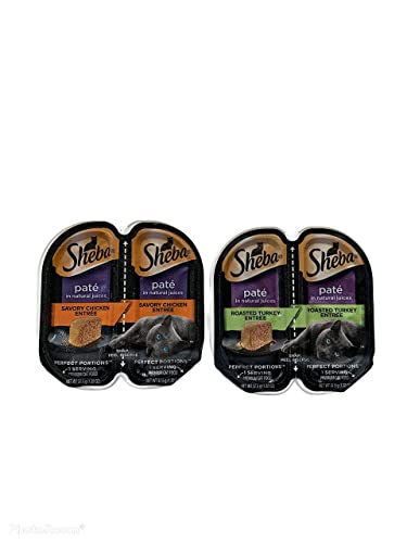 Sheba Perfect Portions Pate Wet Cat Food Cuts in Gravy Variety Pack All Flavors, Beef, Chicken, Salmon, Turkey, Tuna, White Fish, Multipack (24 Servings) with Lara's Booklet Bundle