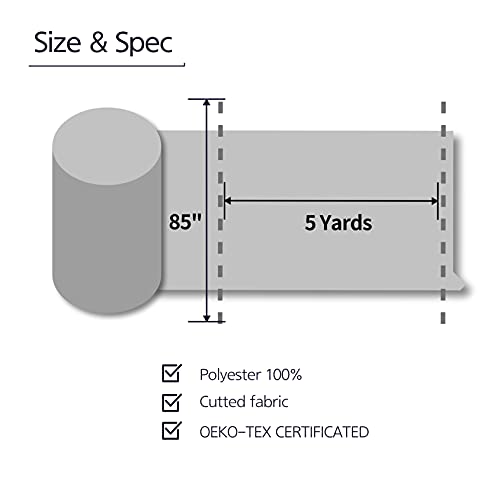 Waterproof Fabric by The Yard - 85" (White, 5 Yard) | Bedding Textile | White Fabric Tablecloth