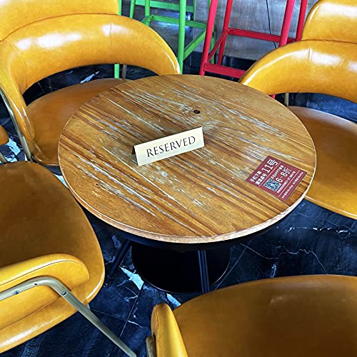 Golden Metal Table Top Reserved Sign for Restaurants, Wedding, Ceremony and Events, Double Sided Tent, 6x1.75 inches (Pack of 3)