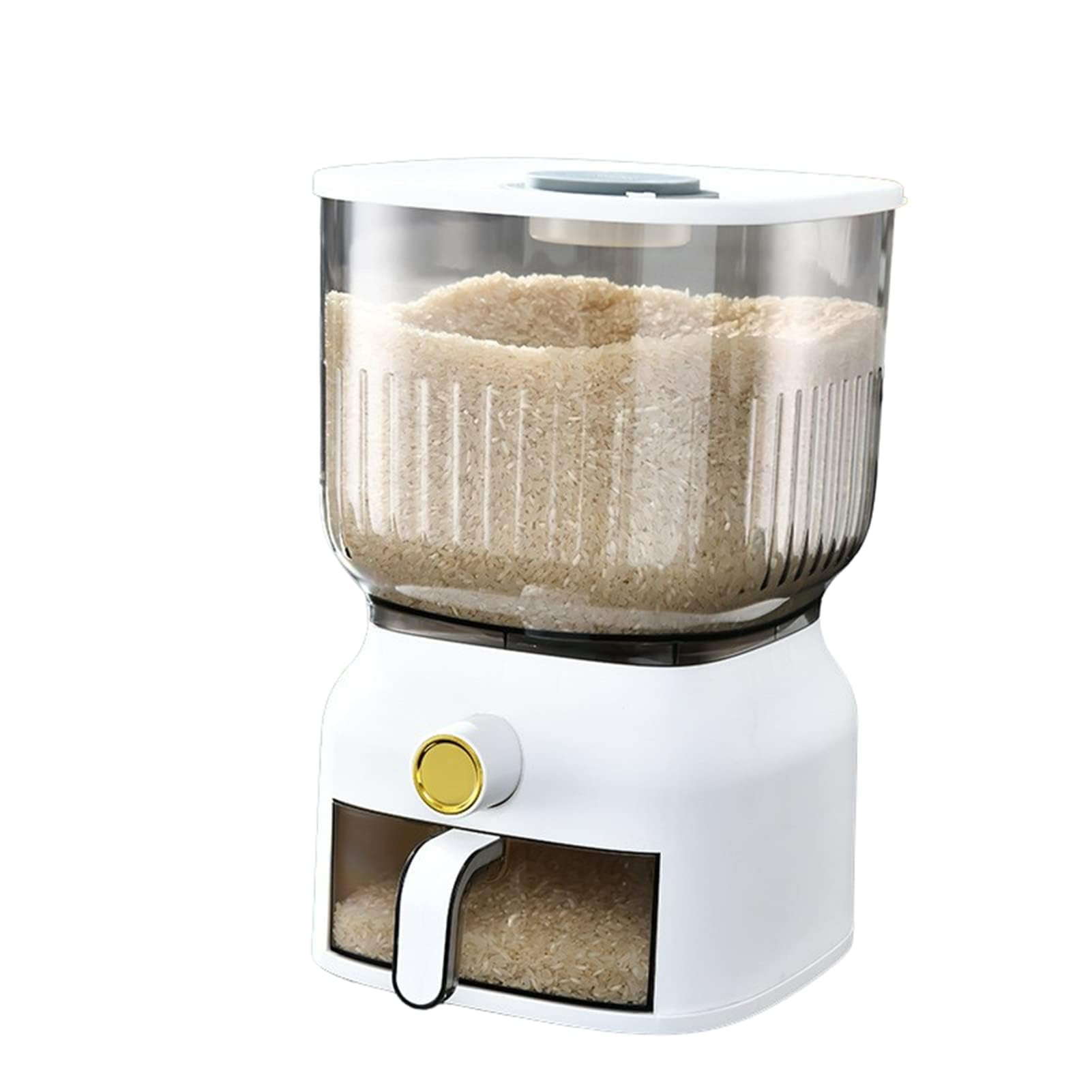 HOMHOLDON 10-15 Lbs Rice Dispenser,Large Grain Storage Container with Rice Cup Food Dispenser Kitchen Organizer for Rice,Beans,Grains,Cereal Dry Food,Small Pantry Food (Square)