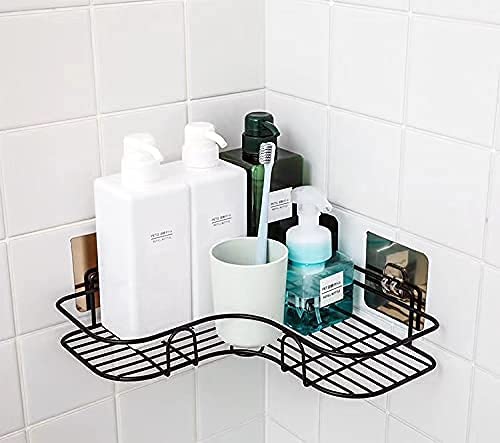 NC Corner Shower Caddy Shelf,Bathroom Organizer,Wall Mounted Bathroom Shelf with Adhesive,Storage Organizer for Toilet, Dorm and Kitchen Black