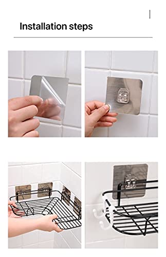 NC Corner Shower Caddy Shelf,Bathroom Organizer,Wall Mounted Bathroom Shelf with Adhesive,Storage Organizer for Toilet, Dorm and Kitchen Black