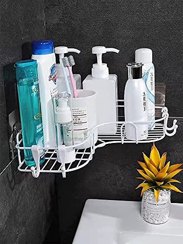 NC Corner Shower Caddy Shelf,Bathroom Organizer,Wall Mounted Bathroom Shelf with Adhesive,Storage Organizer for Toilet, Dorm and Kitchen Black