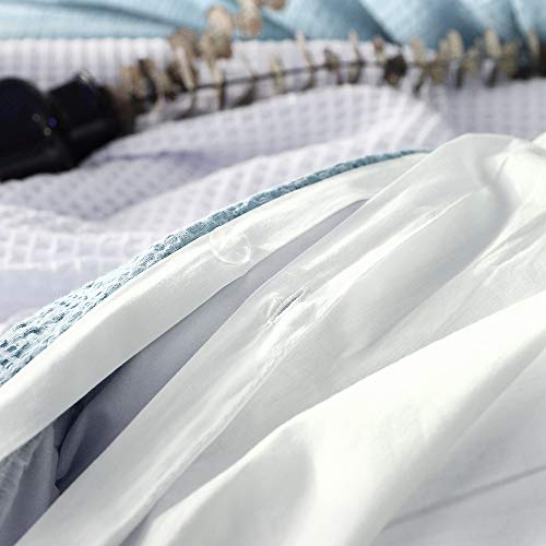 Amazon Brand β Pinzon Cotton Duvet Cover Set,100% Cotton Waffle Weave Duvet Cover Set,3 Pieces Textured Stripe Bedding Set for All Season - Light Blue King