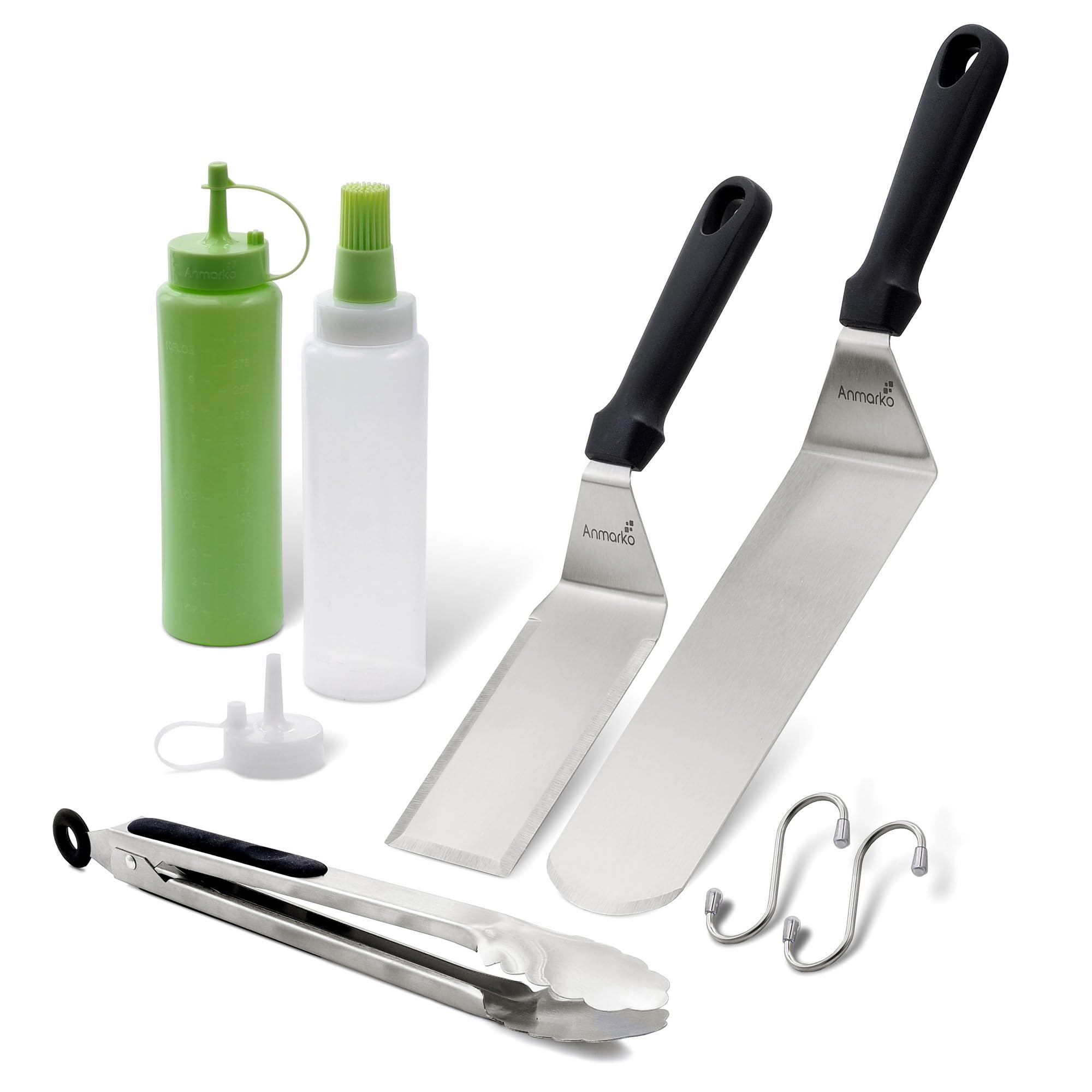 Metal Spatula Set of 4 - Griddle Accessories kit - Grill Flat Spatula Pancake Flipper Hamburger Turner - Metal Utensil Great for BBQ Grill Flat Top Cast Iron Griddle - Commercial Grade