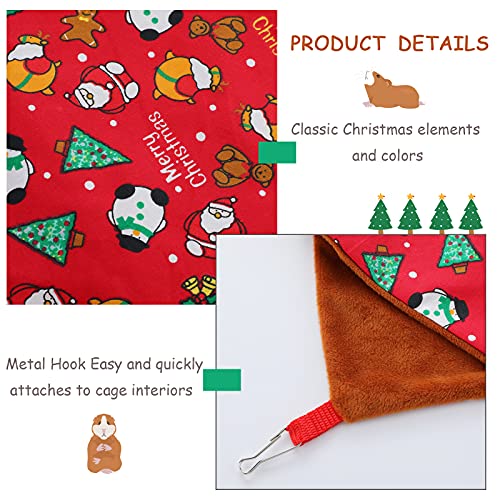 2 Pieces Christmas Ferret Hammock Guinea Pig Rat Hammock Hanging Pet Hammock Printed Santa Claus Ferret Bed Small Animal Hamster Hammock for Rabbit Squirrel Playing, Green, Red (Large)