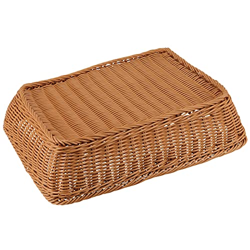 4 Pack 11.8 Inches Poly Wicker Woven Bread Baskets, Imitation Rattan Baskets, Poly Woven Baskets for Fruit, Food, Vegetables2